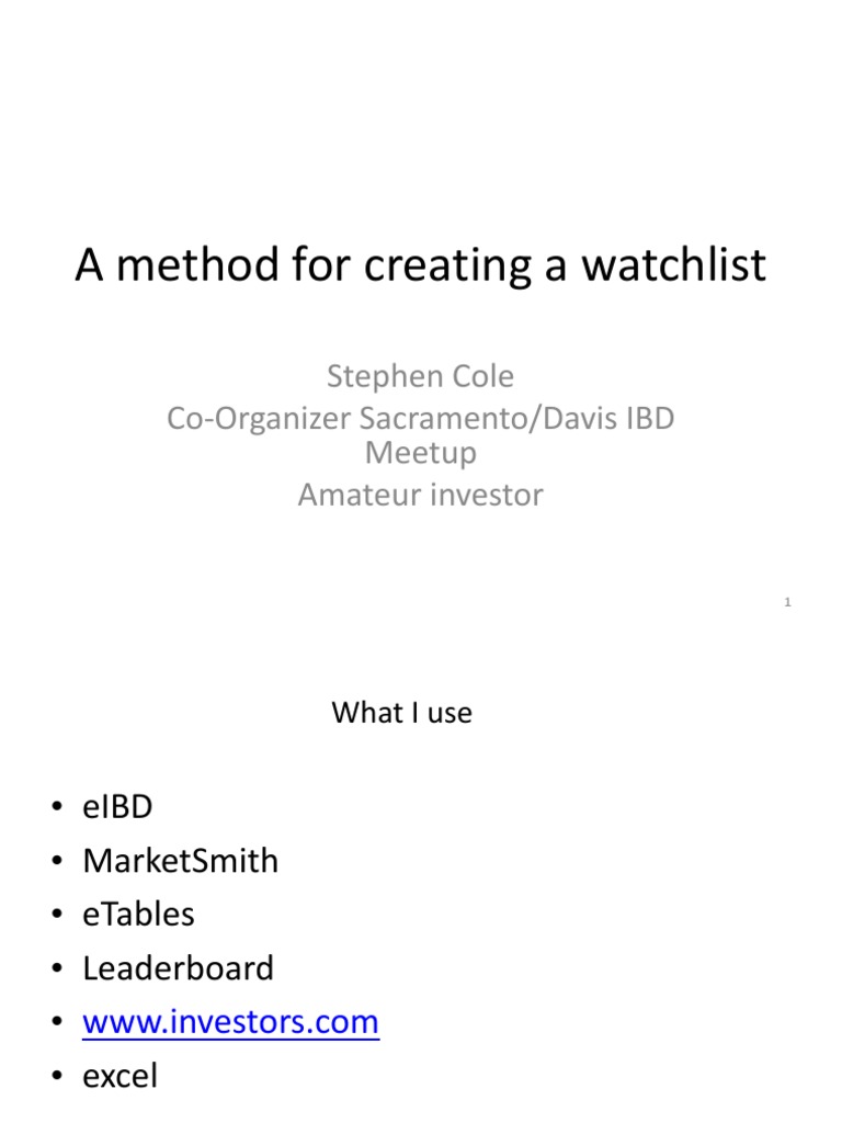 Create Watch List | PDF | Microsoft Excel | Order (Exchange)