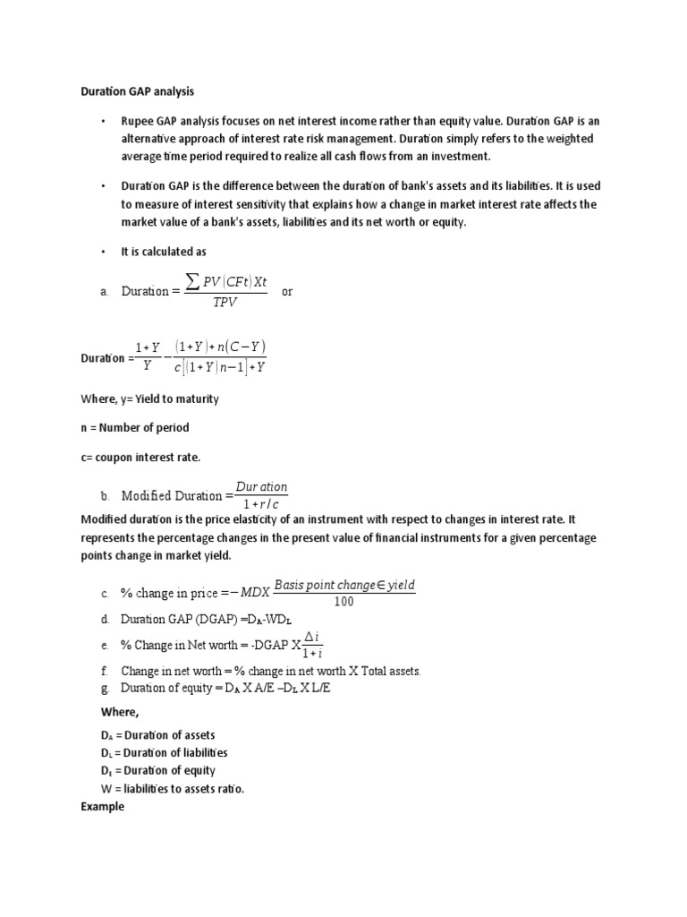 Duration GAP analysis: Measuring interest rate risk | PDF | Bond ...