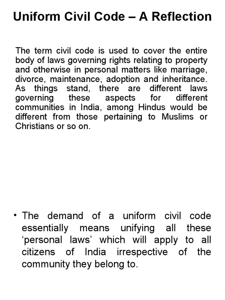 Uniform Civil Code Powerpoint Presentation | PDF | Divorce | Sharia
