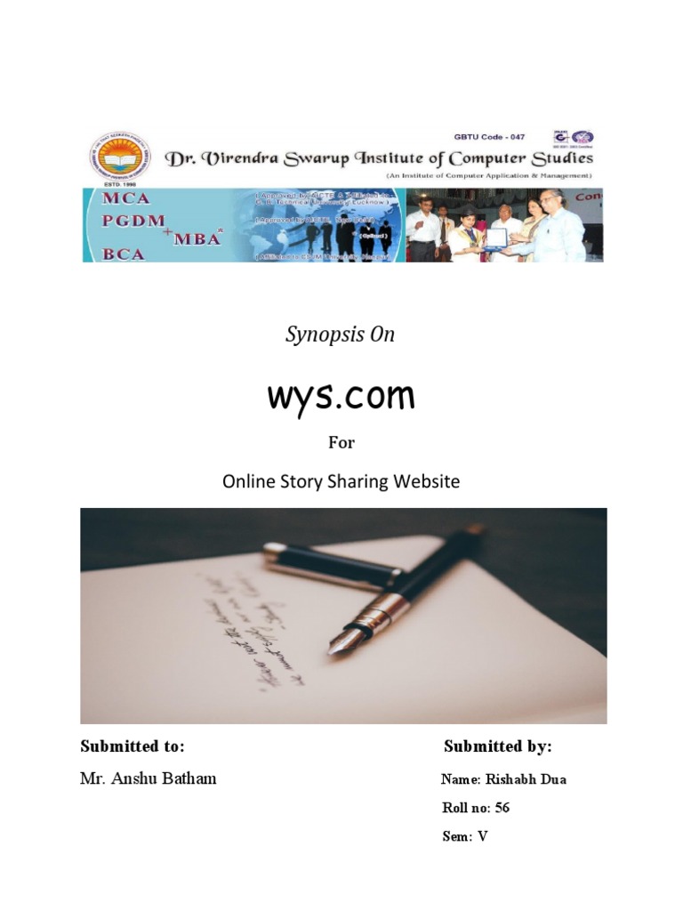 Synopsis On: Online Story Sharing Website | PDF