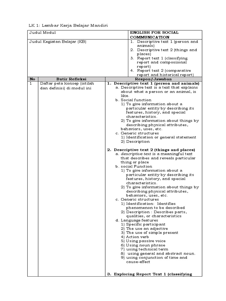 Understanding the Key Concepts and Generic Structures of Descriptive ...