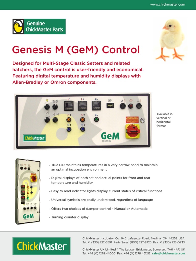 Genesis M (Gem) Control: Genuine Chickmaster Parts | PDF