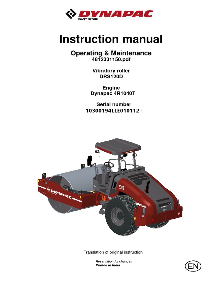 1026 Instruction Manual - DYNAPAC Compactor DRS120D | PDF | Ignition ...