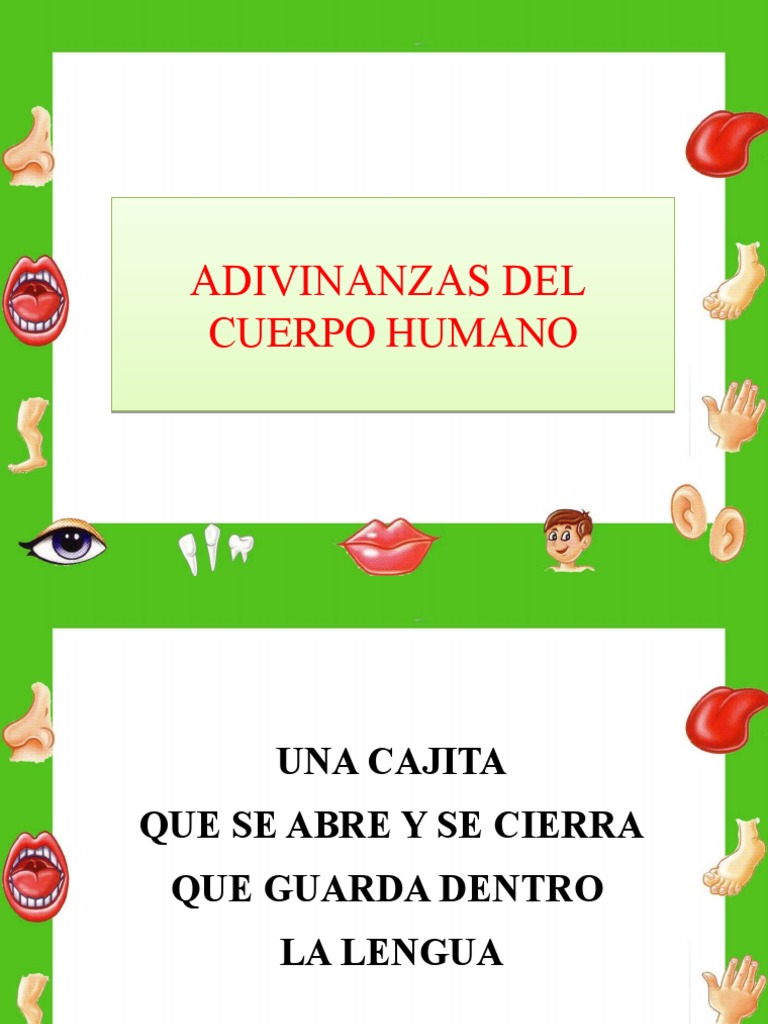 Adivinanzas Del Cuerpo Humano Descubriendo Las Partes Del Cuerpo A