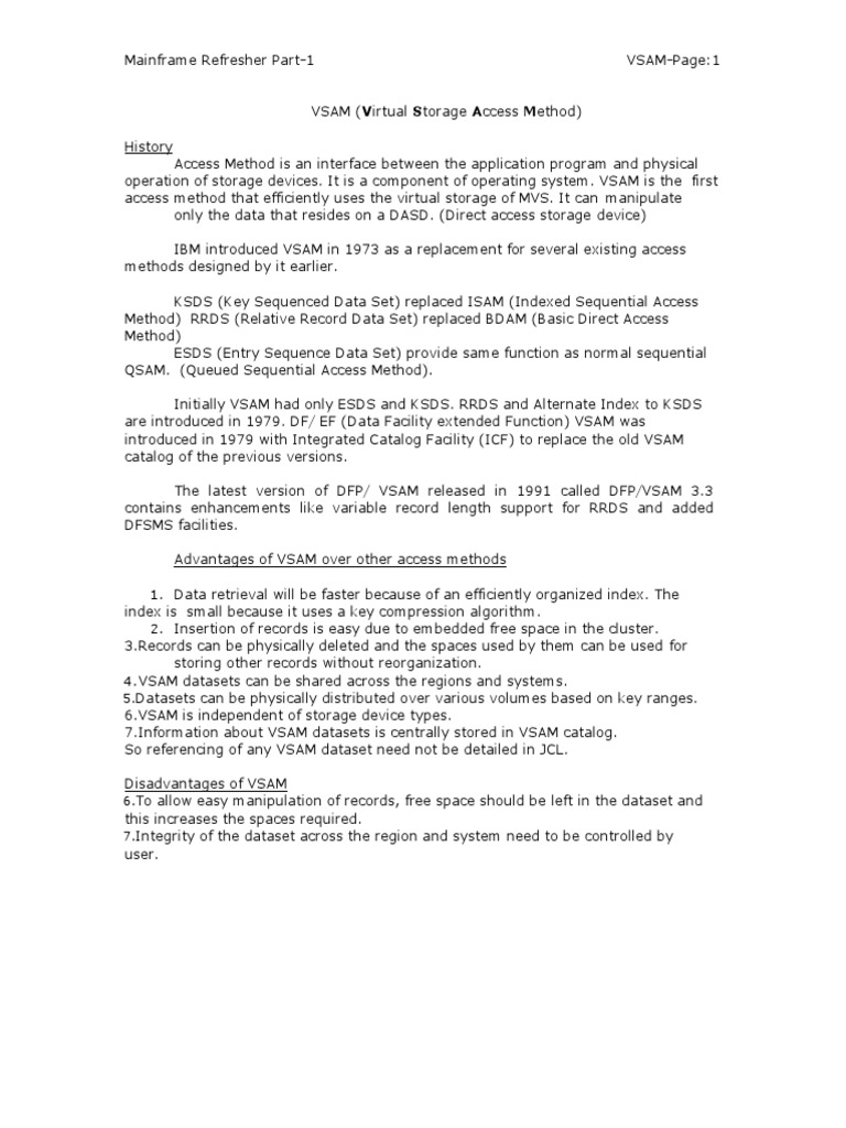 VSAM For Mainframes | PDF | Operating System Families | Computer Architecture
