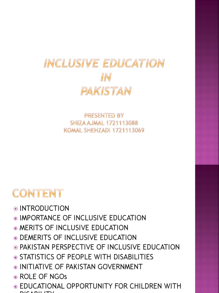 Promoting Inclusive Education in Pakistan: Benefits, Challenges and the ...