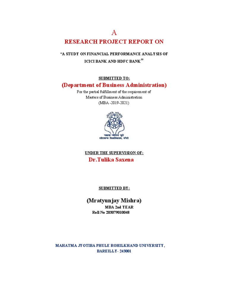 Research Project Report On: "A Study On Financial Performance Analysis ...