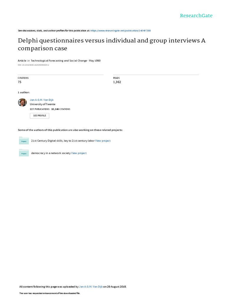 Delphi Questionnaires Versus Individual and Group | PDF | Interview ...