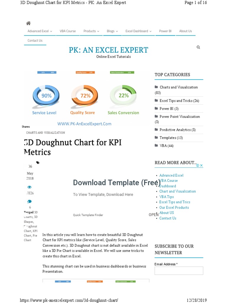 3D Donut Chart | PDF | Microsoft Excel | Software