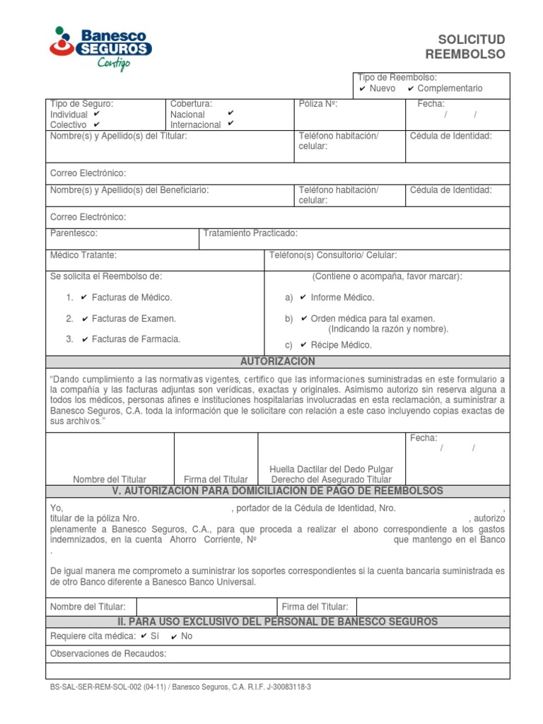 Planilla de Reembolso Editable | PDF | Seguro