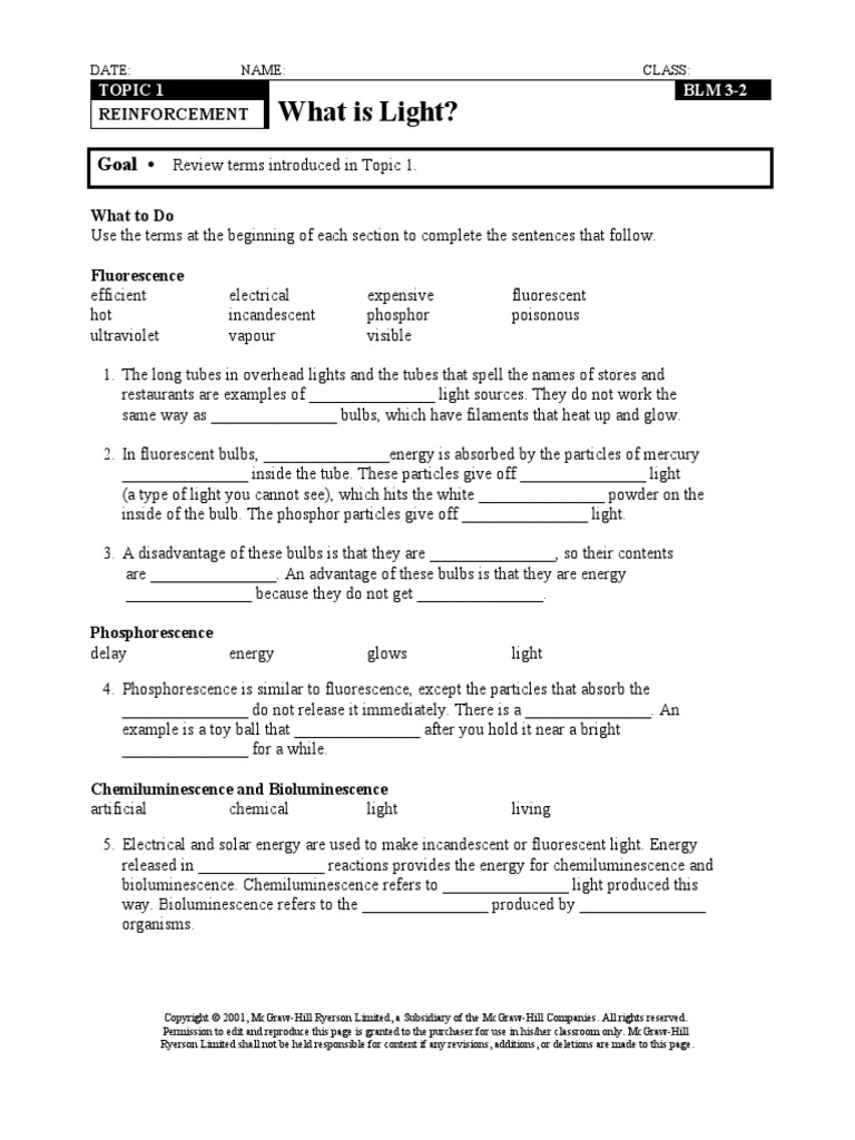 Science 8 Unit 3 Topic 1 What Is Light | PDF | Fluorescence ...