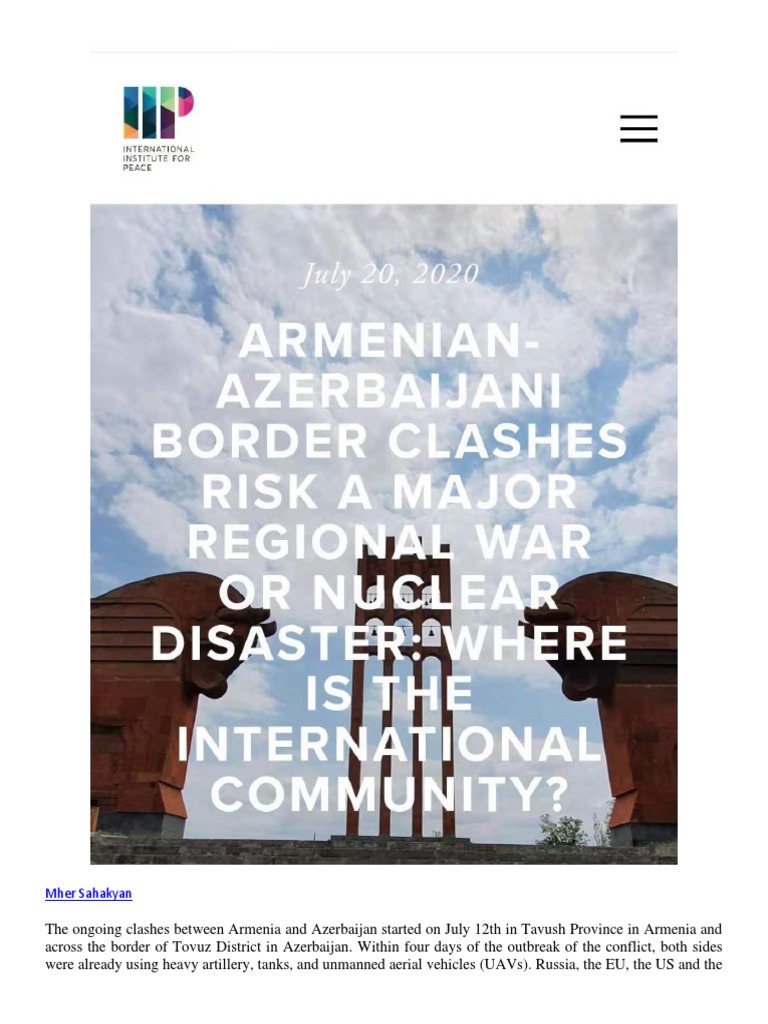 Armenian-Azerbaijani Border Clashes Risk A Major Regional War or ...