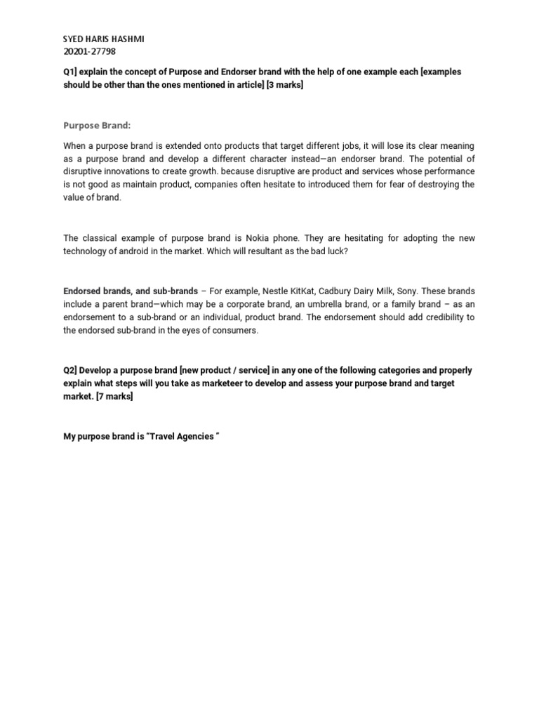 Syed Haris Hashmi Msvi 20201-27798 | PDF | Brand | Market (Economics)