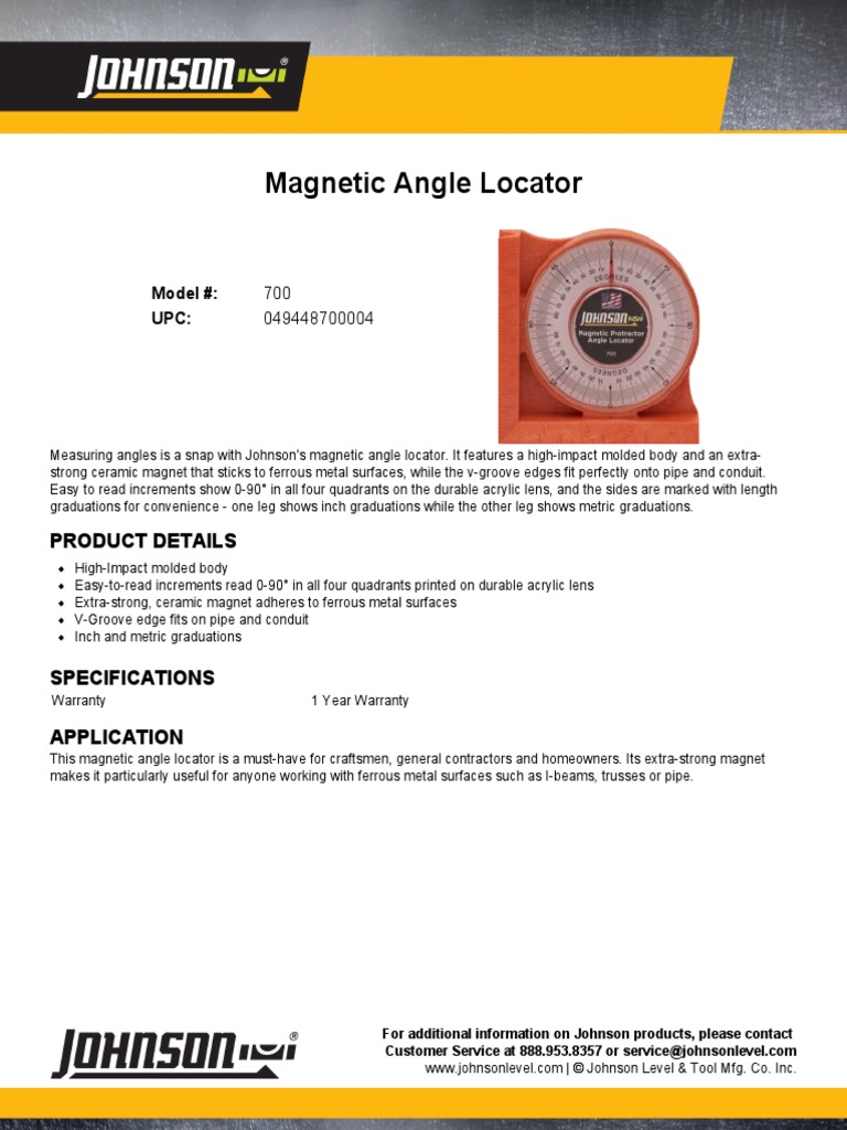 Magnetic Angle Locator: Model #: Upc | PDF | Technology & Engineering