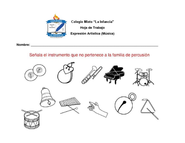 Hoja de Trabajo Instrumentos de Percusión | PDF