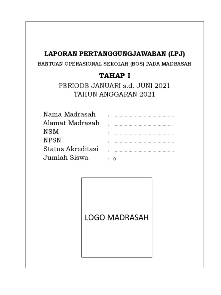 Form LPJ Bos 2021 Tahap I | PDF