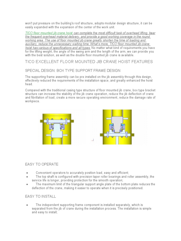 Tico Excellent Floor Mounted Jib Crane Hoist Features: Special Design ...