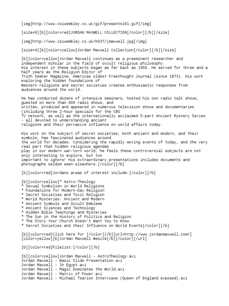 Jordan Maxwell Collection | PDF | Teleconferencing | Computer File Formats