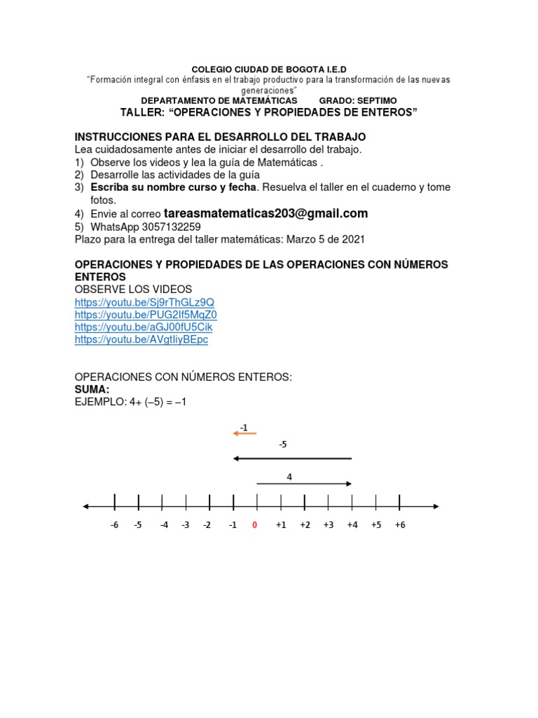 Operaciones y Propiedades de Enteros | PDF | Entero | Multiplicación