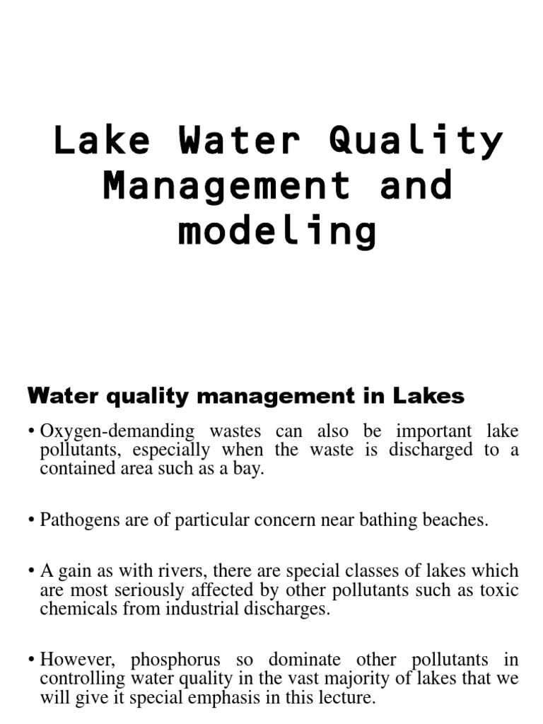 3.lake Water Quality Modeling and Management | PDF | Lake | Earth Sciences