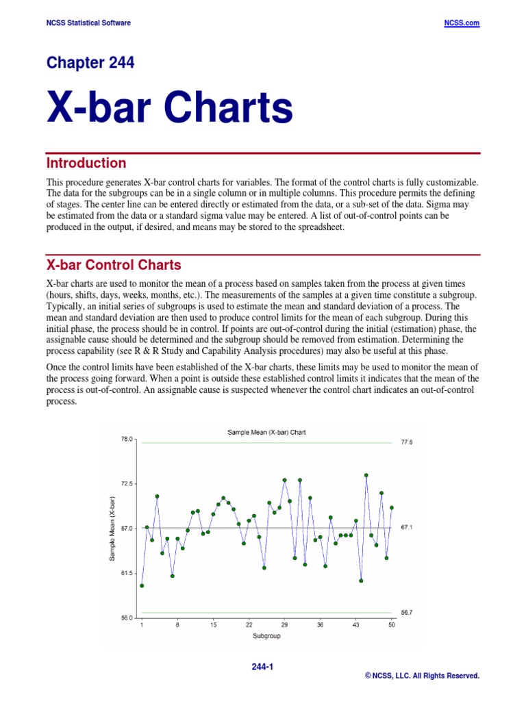 X-Bar Charts: NCSS Statistical Software | PDF | Standard Deviation ...