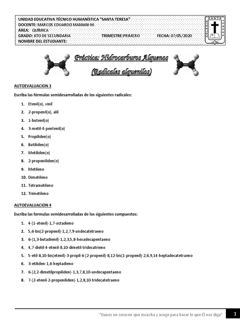 Fórmulas de Radicales Alquenos | PDF
