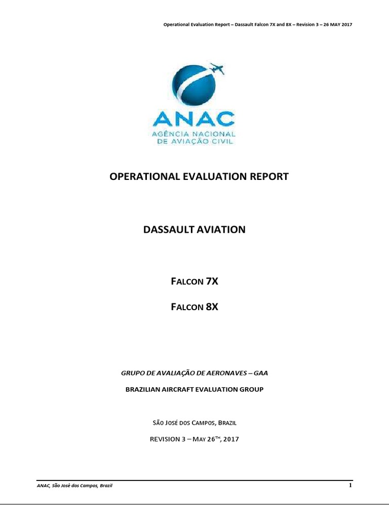 Operational Evaluation Report of the Dassault Falcon 7X and 8X ...