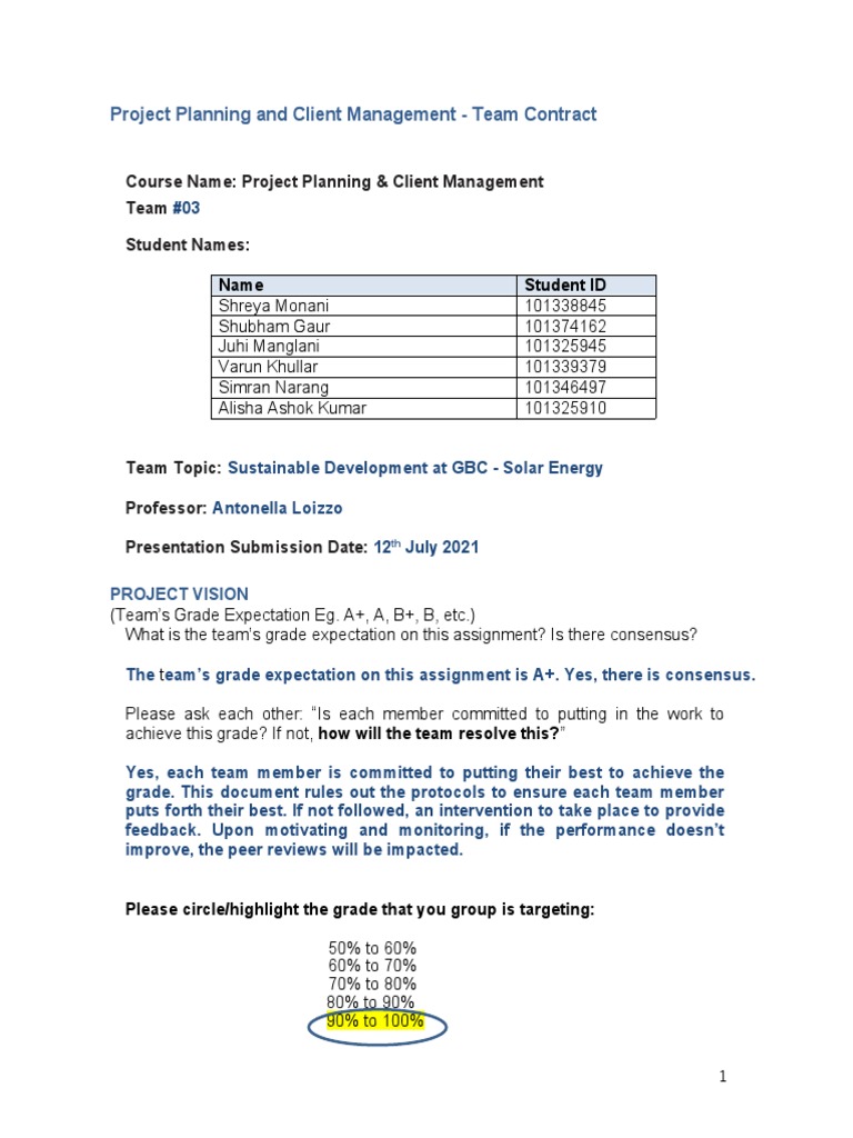 Project+Planning+&+Client+Management+ +Team+Contract+ +group+3 | PDF ...
