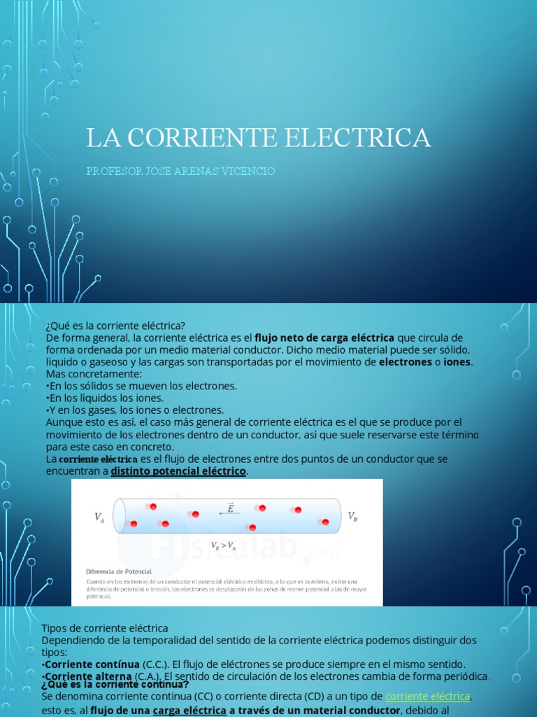 Tipos y Características de la Corriente Eléctrica | PDF | Corriente ...
