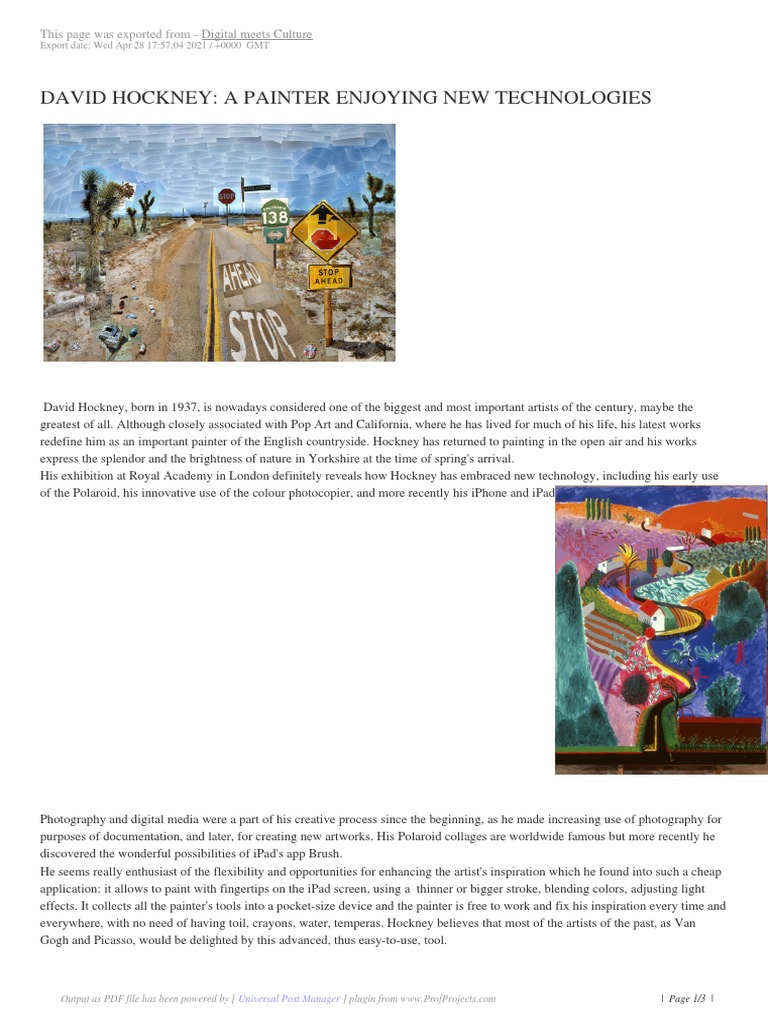 David Hockney: A Painter Enjoying New Technologies: Digital Meets ...
