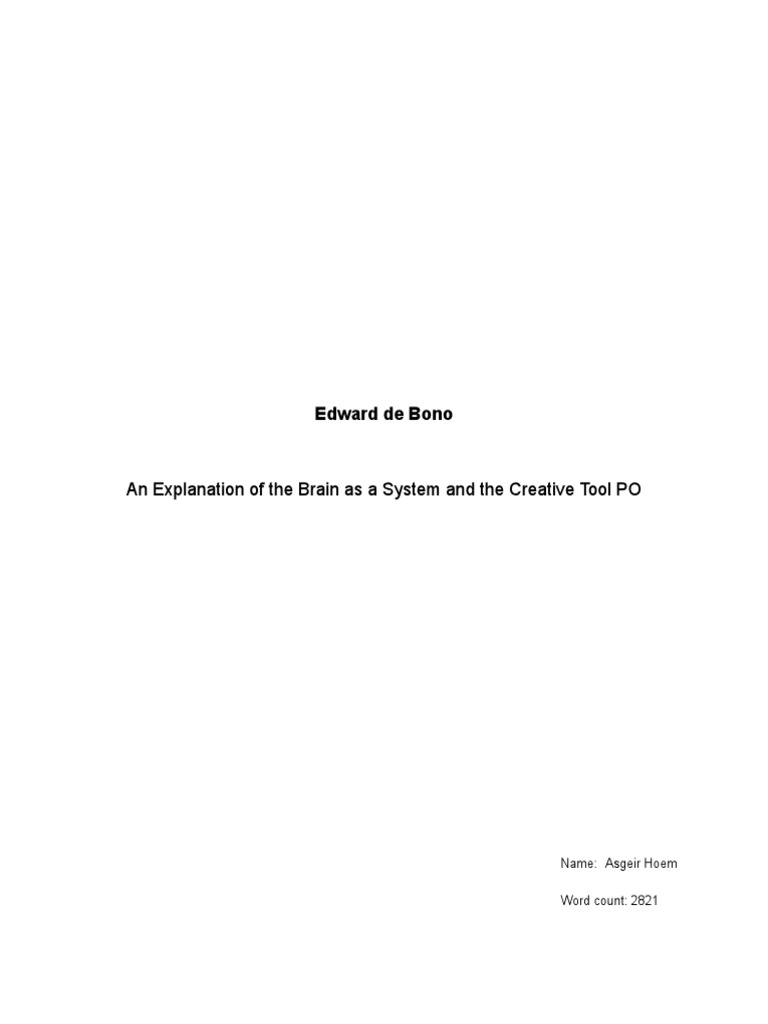 De BONO-Brain As A System and The Creative Tool | PDF | Creativity ...