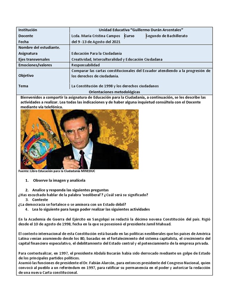 Ficha 9 - 13 Agosto Ed. Ciud. Segundo | PDF | Gobierno | Ciencias Políticas