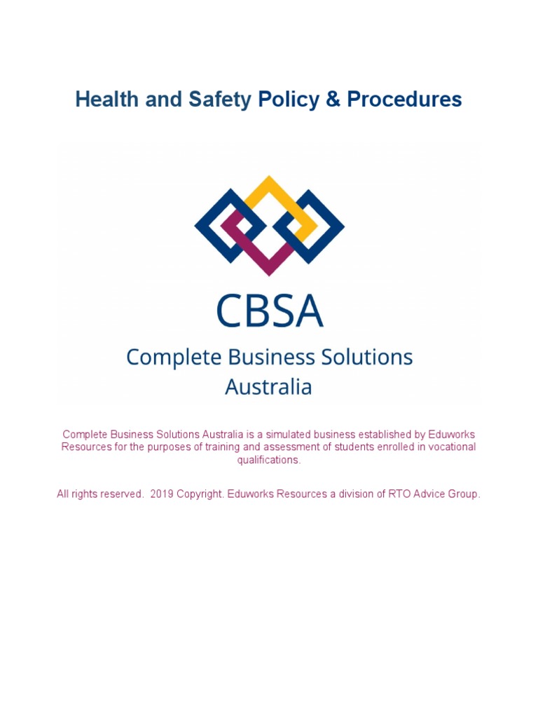 SD IM004 - Health Safety Policy Procedures CBSA V1.0 (ID 162249) | PDF ...