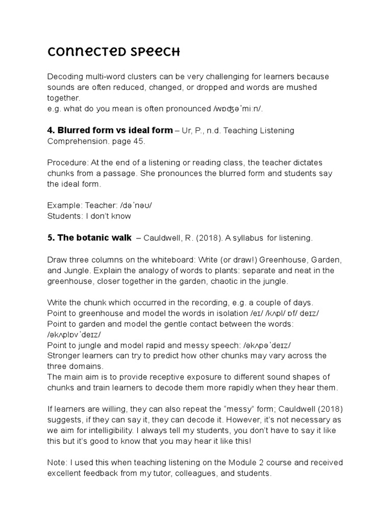Connected Speech Activities For Secondary School | PDF | Foreign ...
