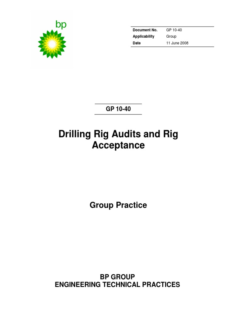 Drilling Rig Audits and Rig Acceptance: Group Practice | PDF | Audit | Drilling Rig