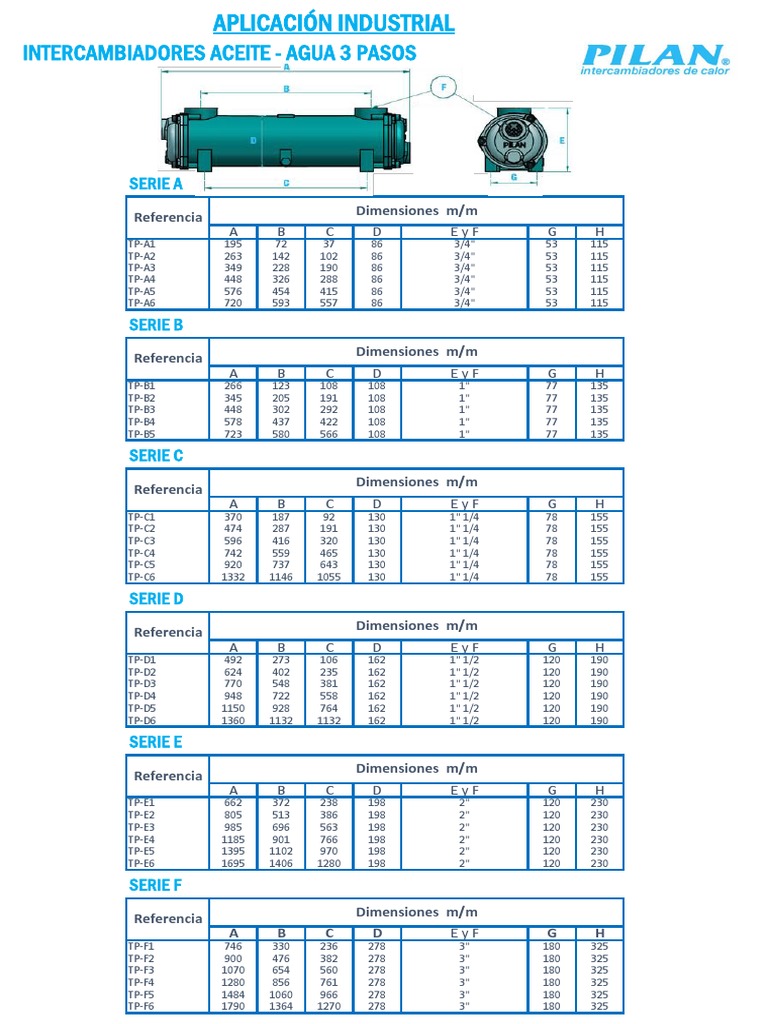 Ficha Tecnica Intercambiador Agua-Aceite TP Pilan | PDF