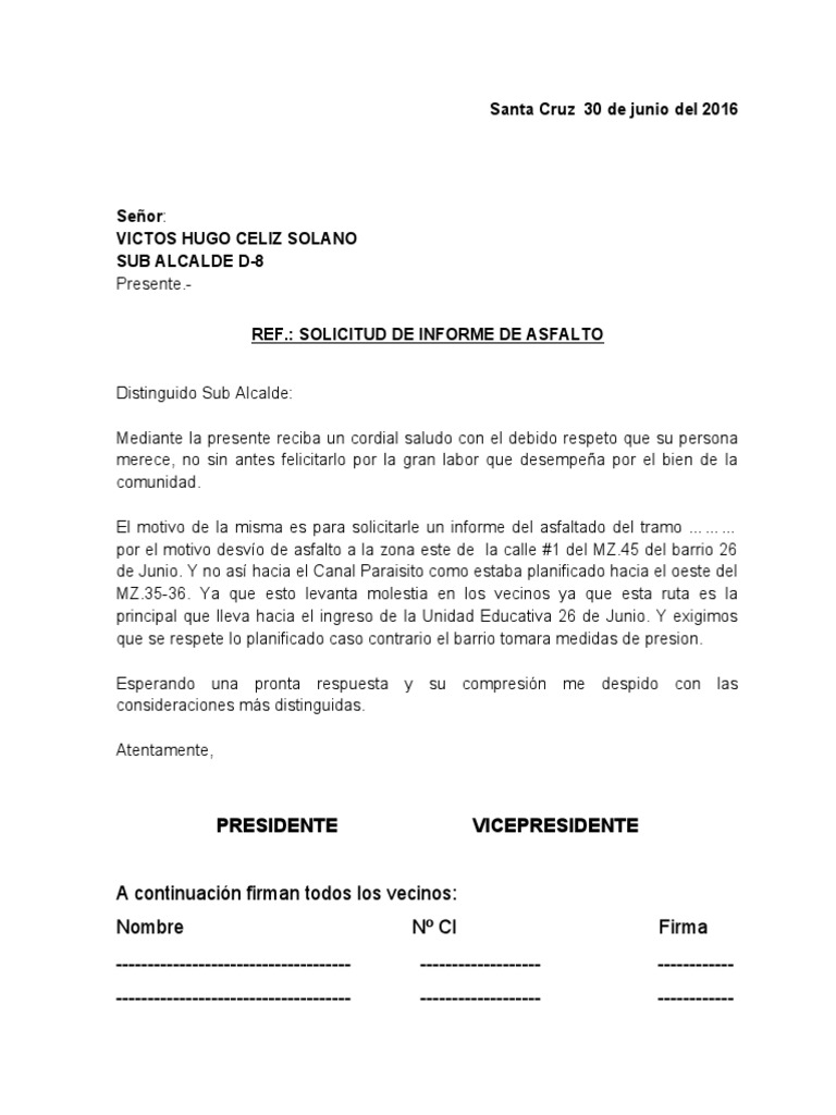 Carta de Solicitud de Informe | PDF