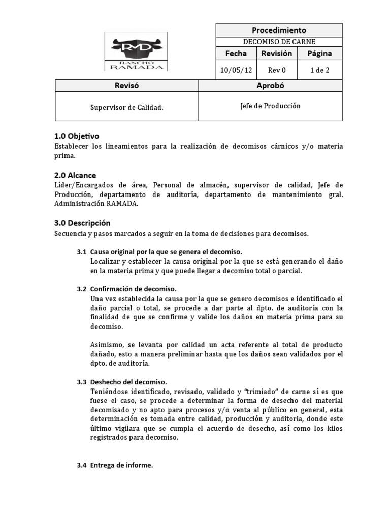 Procedimiento Decomisos | PDF | Auditoría | Business