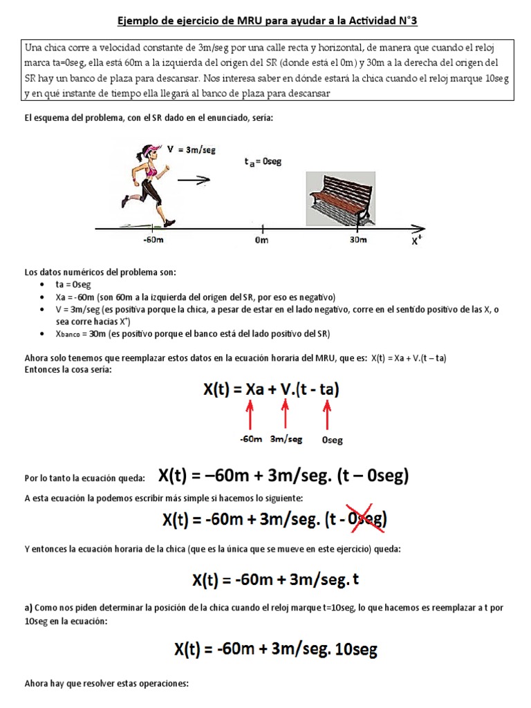 Ejemplo de Ejercicio de MRU para Ayudar A La Actividad Número 3 | PDF ...