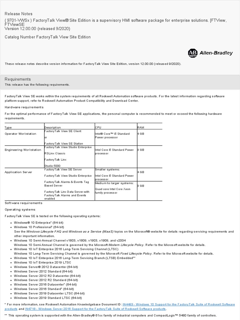 FactoryTalk View Site Edition - 12.00.00 (Released 9 - 2020) | PDF ...