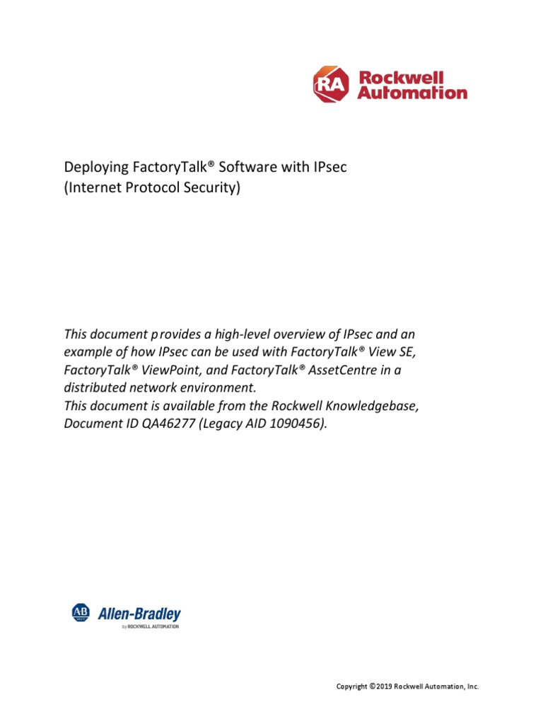 Deploying FactoryTalk Software With IPsec v3 | PDF | Computer Network | Data Transmission