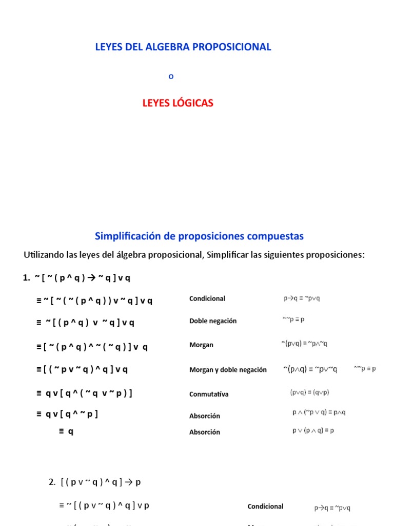 Simplificación de Proposiciones Lógicas Alumnos | PDF