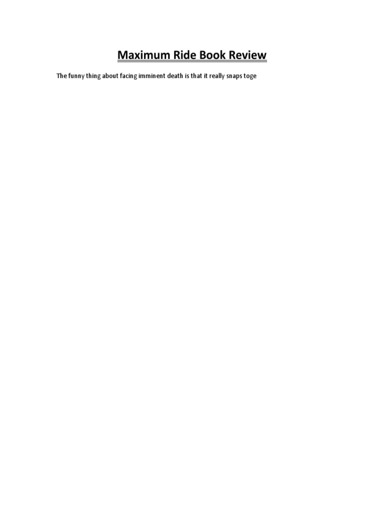 Maximum Ride Book Passage | PDF