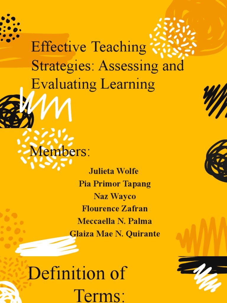 Effective Teaching Strategies Assessing and Evaluating Learning | PDF ...