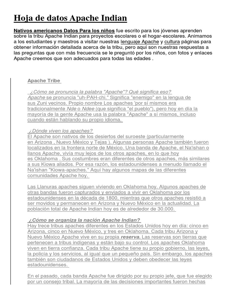 Datos Esenciales de la Tribu Apache | PDF | apache | Iroqueses