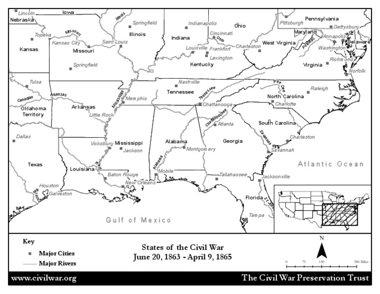 Civil War States Map Blank | PDF | American Civil War | Southern United ...