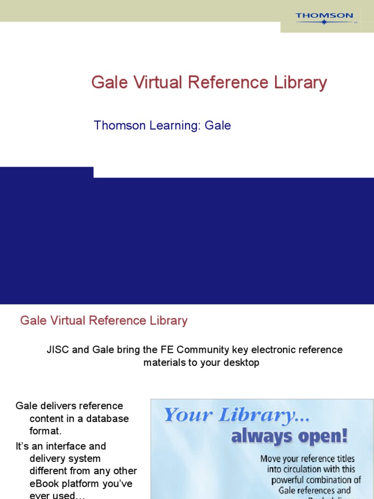 Gale Virtual Reference Library | PDF | Libraries | E Books