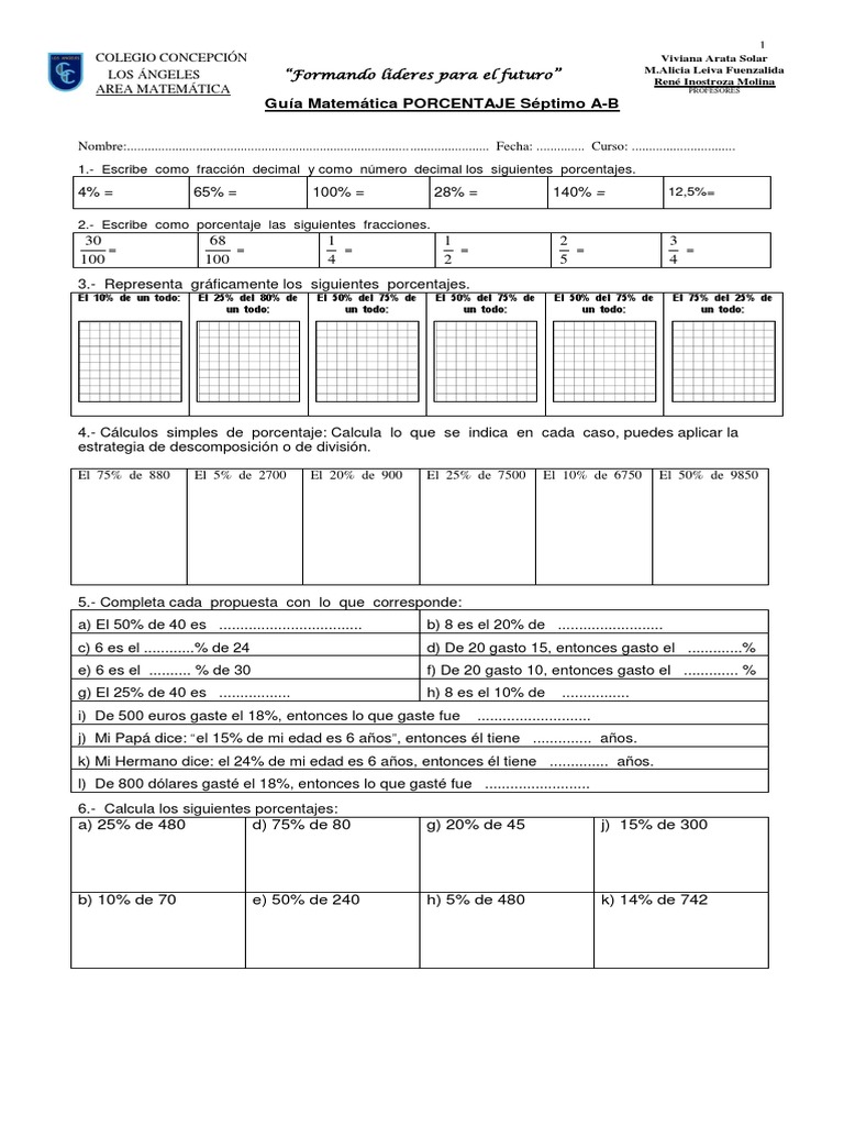 7mo Basico Matematica Guia Porcentaje | PDF