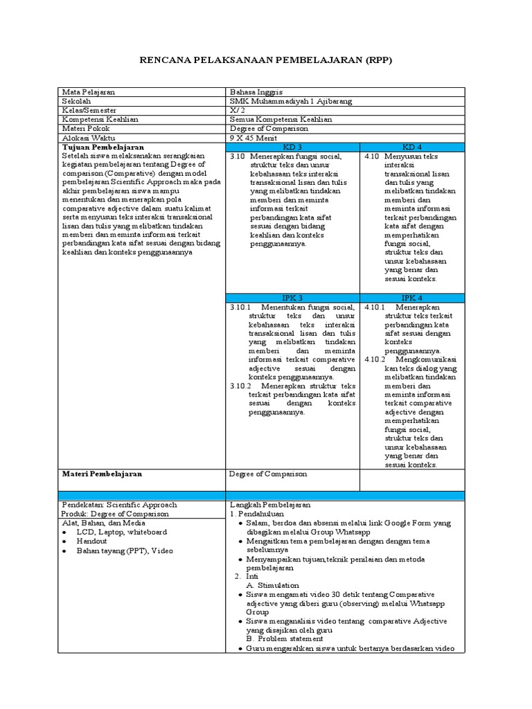 RPP Daring B ING X 3.10 | PDF