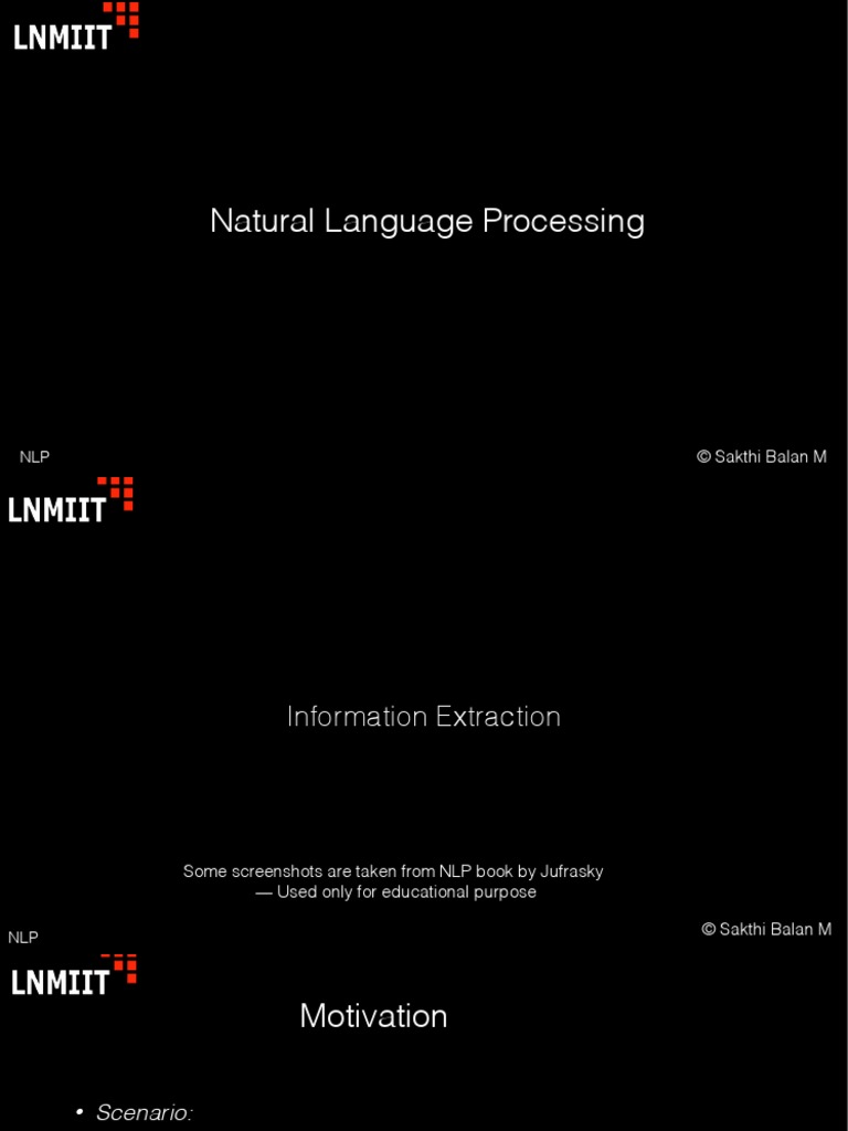 Natural Language Processing: © Sakthi Balan M | PDF | Statistical Classification | Cognition
